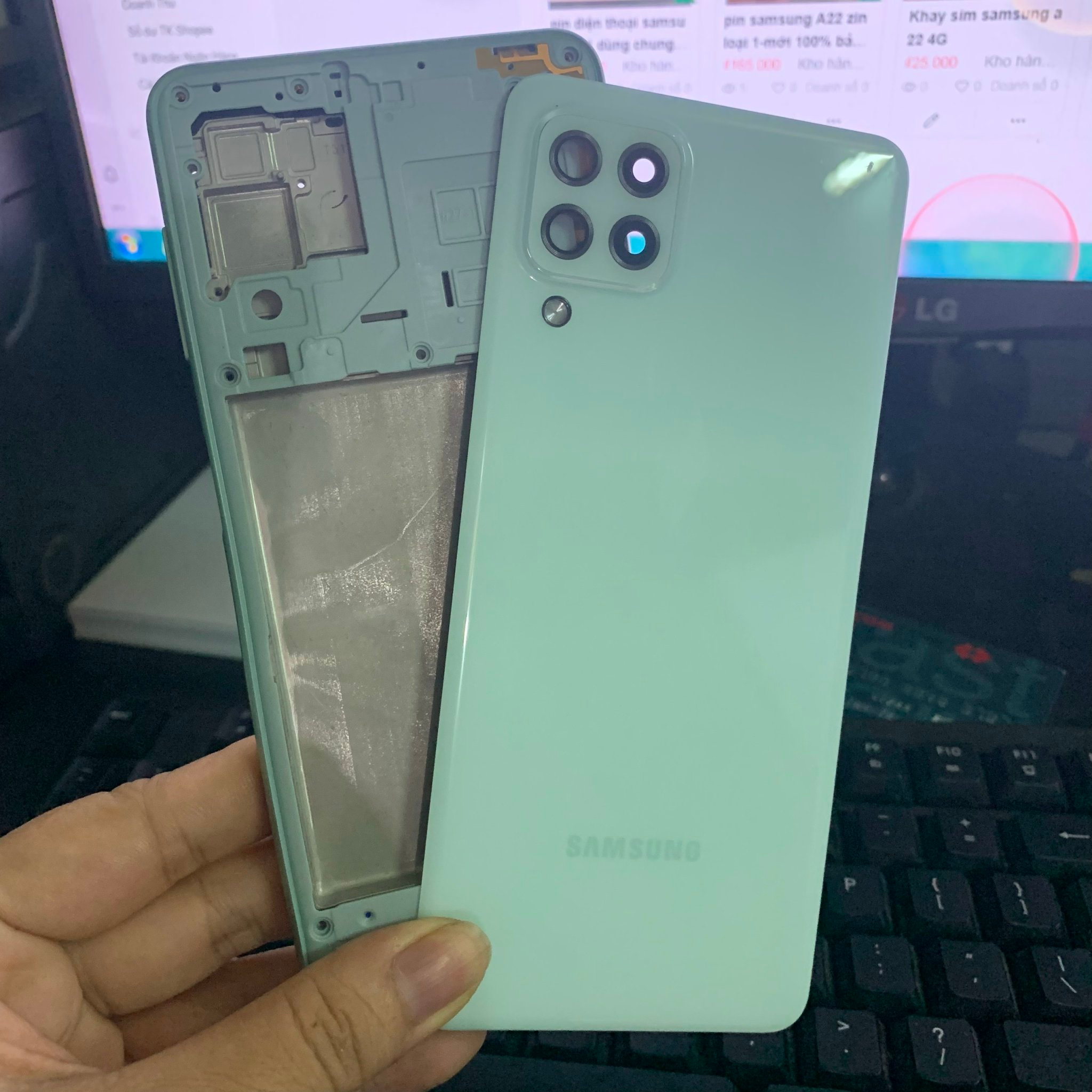 BỘ VỎ SAMSUNG A22 4G ZIN LƯNG CÓ KÍNH CAM ( tặng khe sim) | Shopee Việt Nam