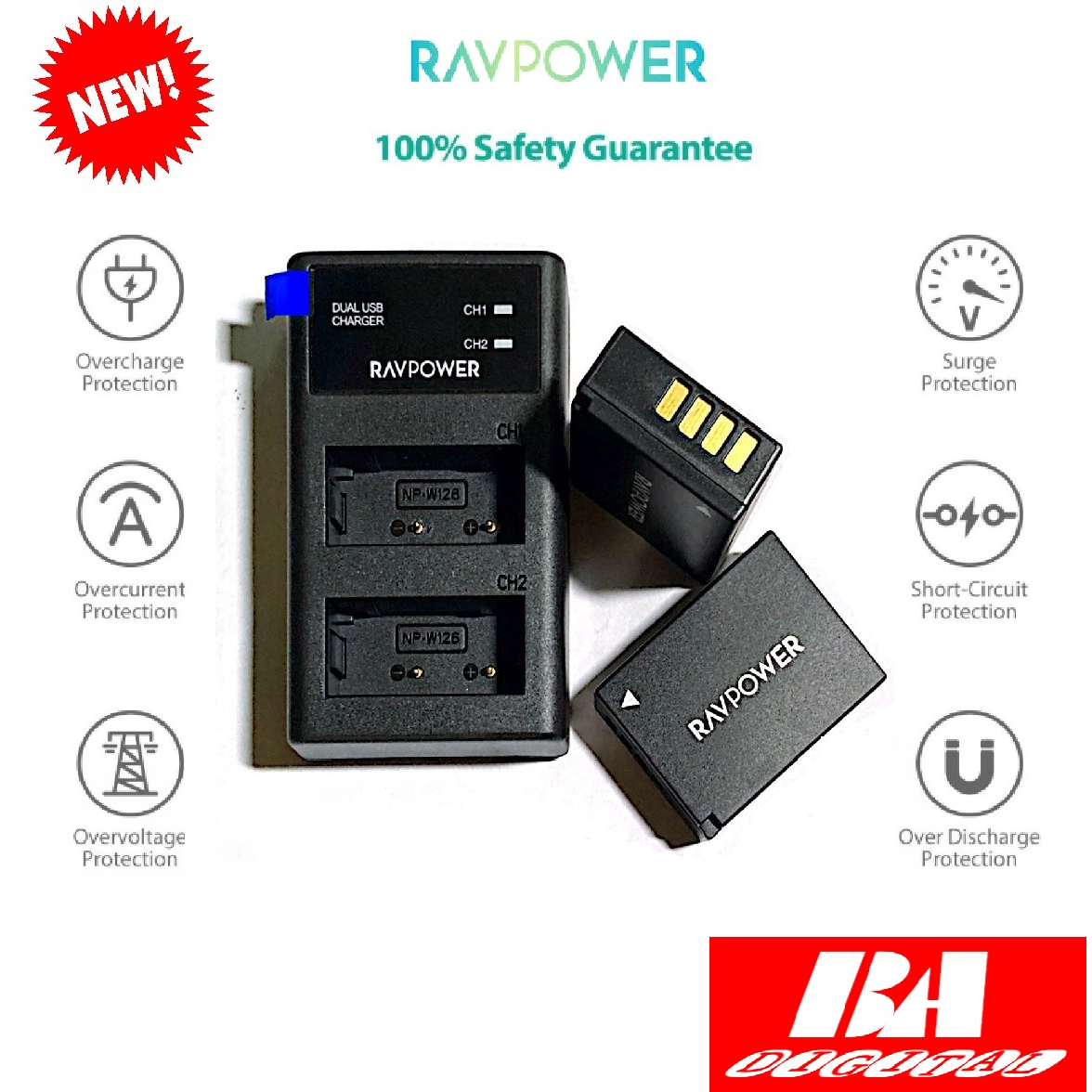 Bộ Pin Và Sạc Fujifilm NP-W126S (SẠC MỚI) Ravpower cho Fujifilm FinePix ...