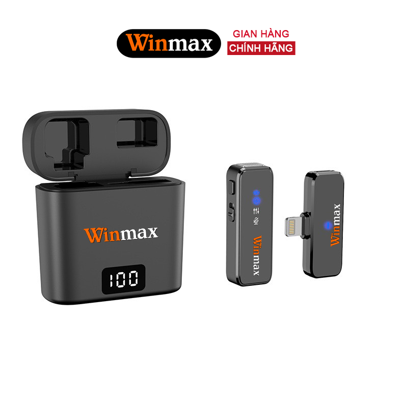 Micro thu âm không dây WinMax Pro kèm Dock sạc lọc tạp âm khi live/quay video/ ghi âm cho điện ...