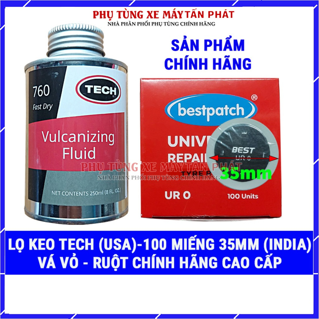 Lọ Keo Vá Tech 760 - Hộp 100 miếng Tròn 35mm Vá Vỏ Không Ruột Ô tô Xe máy Chính Hãng | Shopee ...