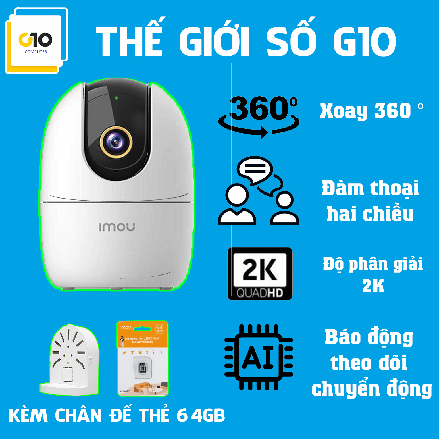 Camera wifi trong nhà Imou Ranger 2 A42 4M (Quay 360, đàm thoại 2 chiều ...