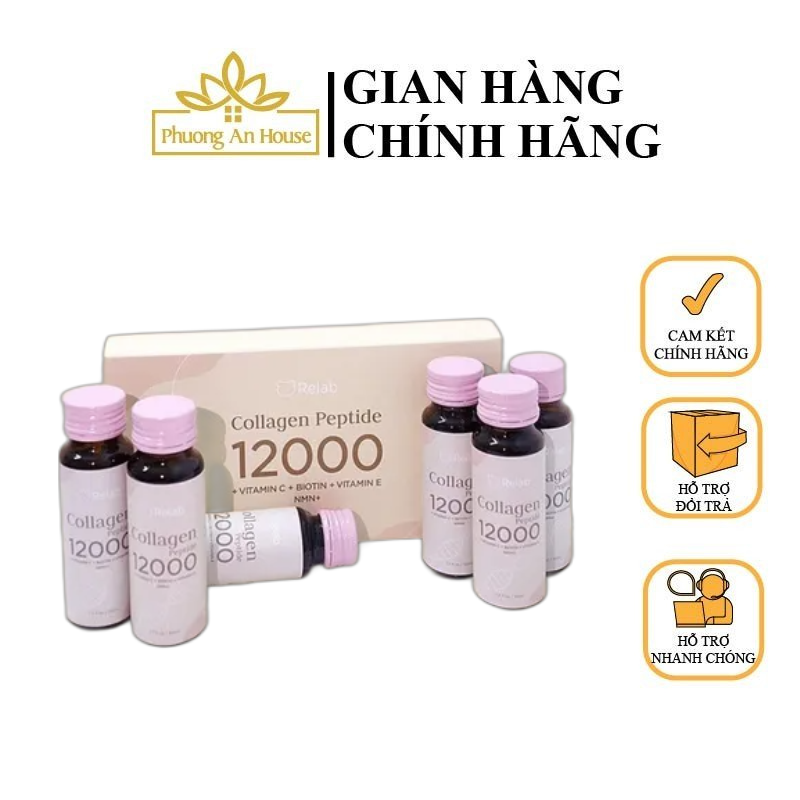 Nước uống Collagen Relab 12000 Peptide giúp trắng, trẻ hoá da hộp 6 lọ ...