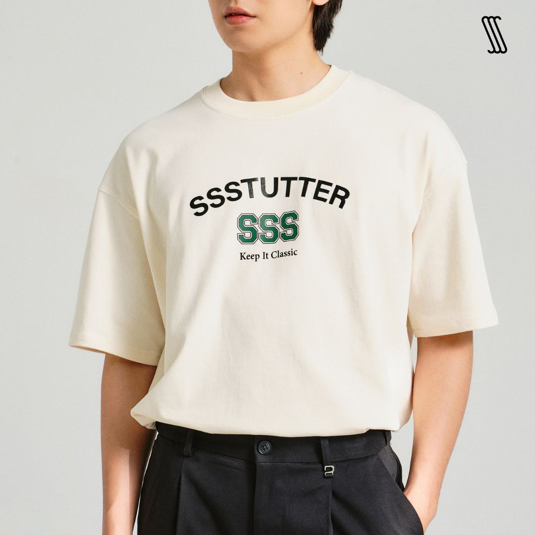Áo thun cổ tròn tay ngắn nam nữ SSSTUTTER phông loose in logo 3 màu ...