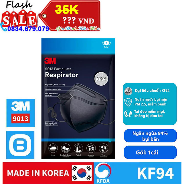 KHẨU TRANG 3M™ TIÊU CHUẨN KF94 9013 - MÀU ĐEN | Shopee Việt Nam