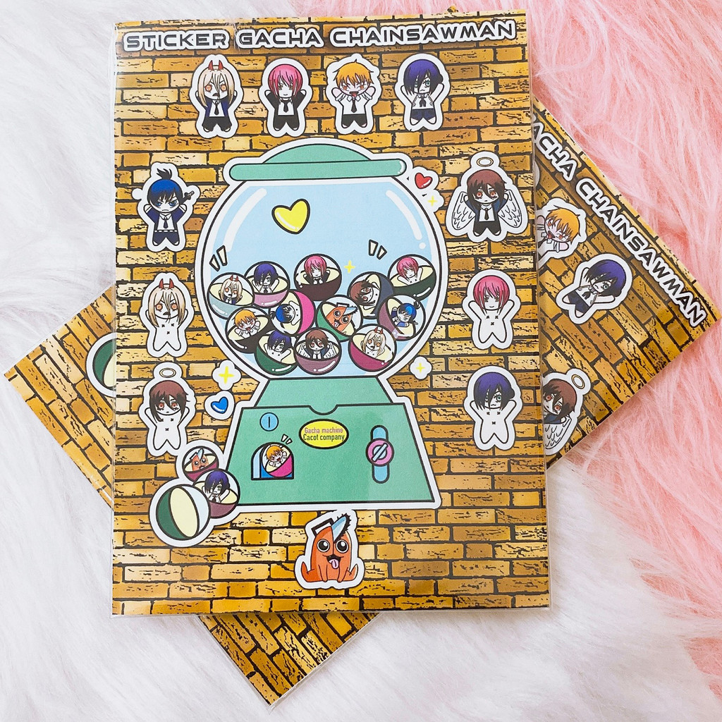 Bộ hình dán sticker máy gacha anime My hero Academia, Chainsaw Man ...