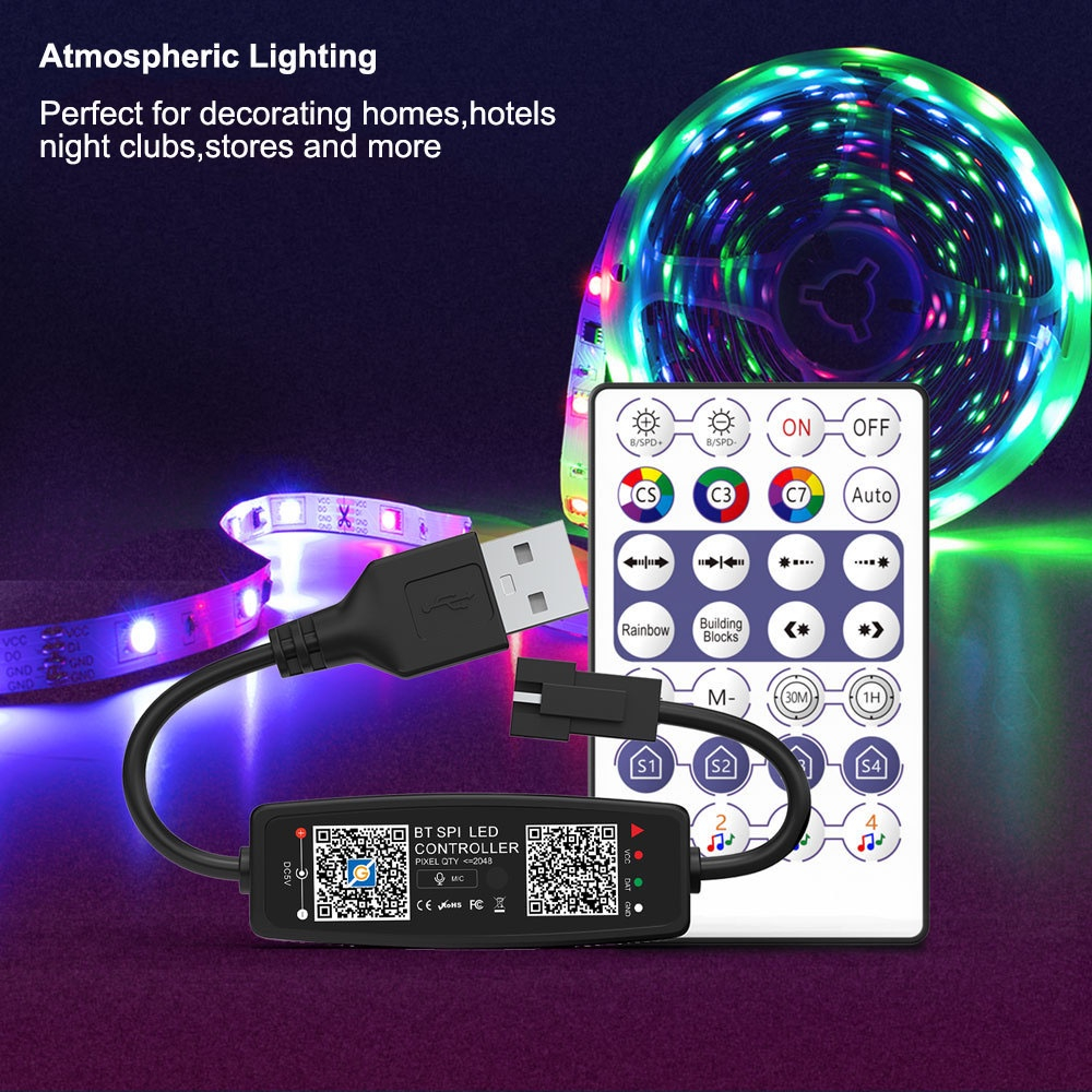 Bộ điều khiển BT SPI điều khiển đèn Led dây đuổi WS2811 WS2812B 1903 ...