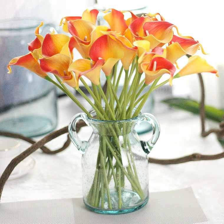 Hoa Rum giả chất liệu nhựa PU cao cấp giống thật, Rum trắng, Calla lily ...