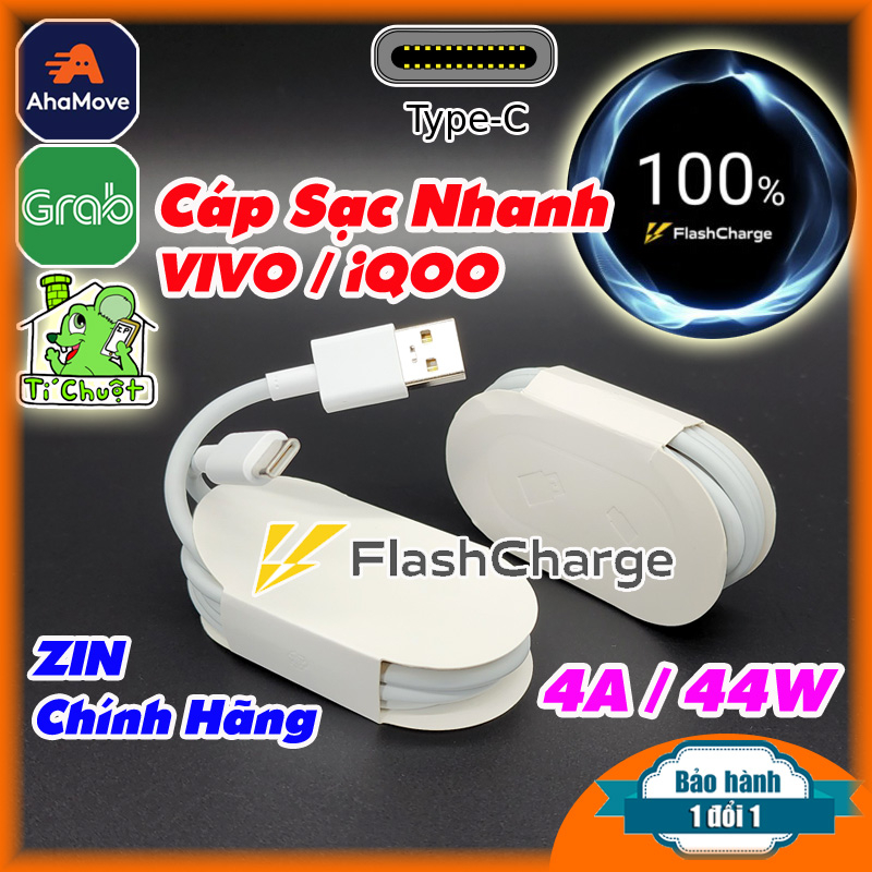 [Chính Hãng] Cáp Sạc Nhanh Flash Charge 4A 44W VIVO / iQOO USB Type-C ZIN Dài 1m | Shopee Việt Nam