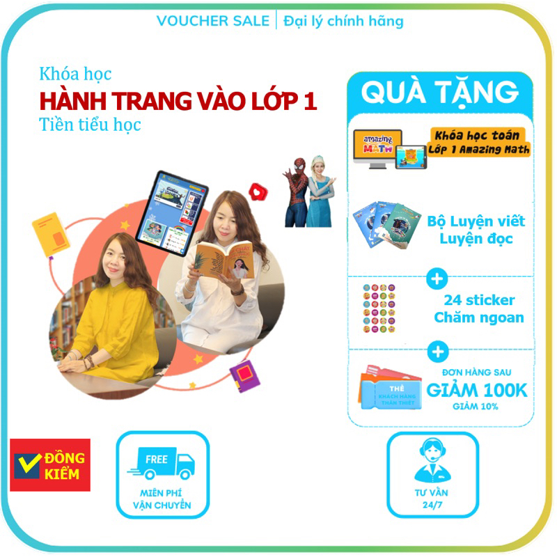 Bộ sản phẩm khóa học Hành trang vào lớp 1 cùng Elsa và Siêu nhân nhện - Bút vàng - Phan Hồ Điệp ...