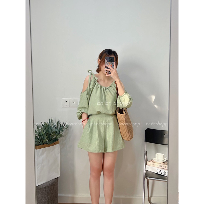 [ẢNH THẬT] Set áo yếm buộc dây + quần(S090) | Shopee Việt Nam