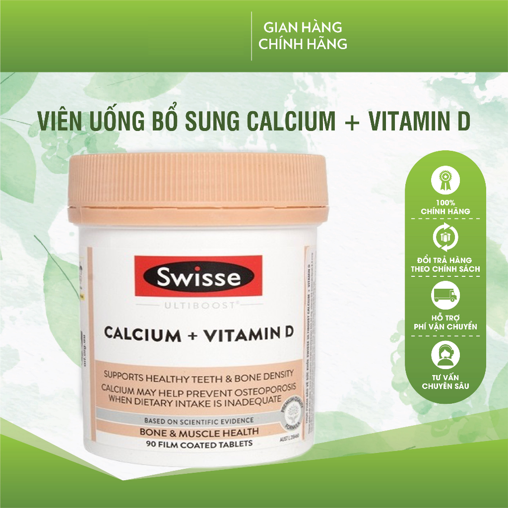 Viên uống bổ sung Canxi Swisse Ultiboost Calcium + Vitamin D - 90 viên ...