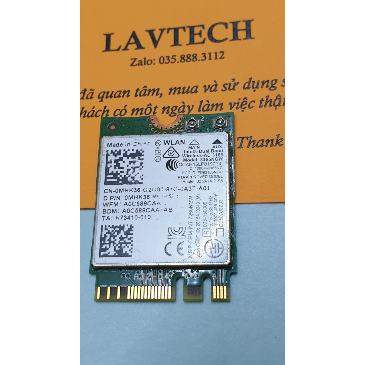 Card WiFi 3165 3165AC AC3165 ( Dell Latitude E7270 E7450 E5450 E5470 ...