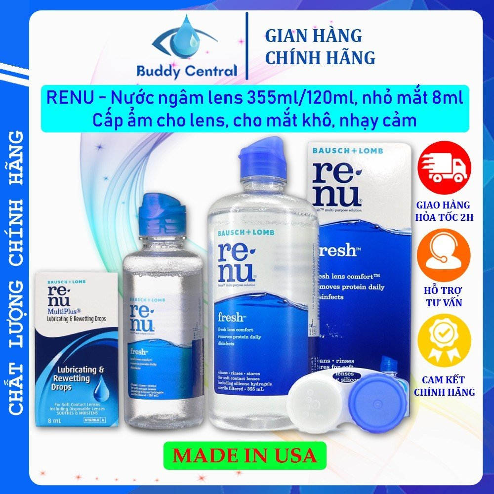 Nước ngâm lens Renu 355ml/120ml/60ml - Nước nhỏ mắt Renu 8ml - Bausch ...