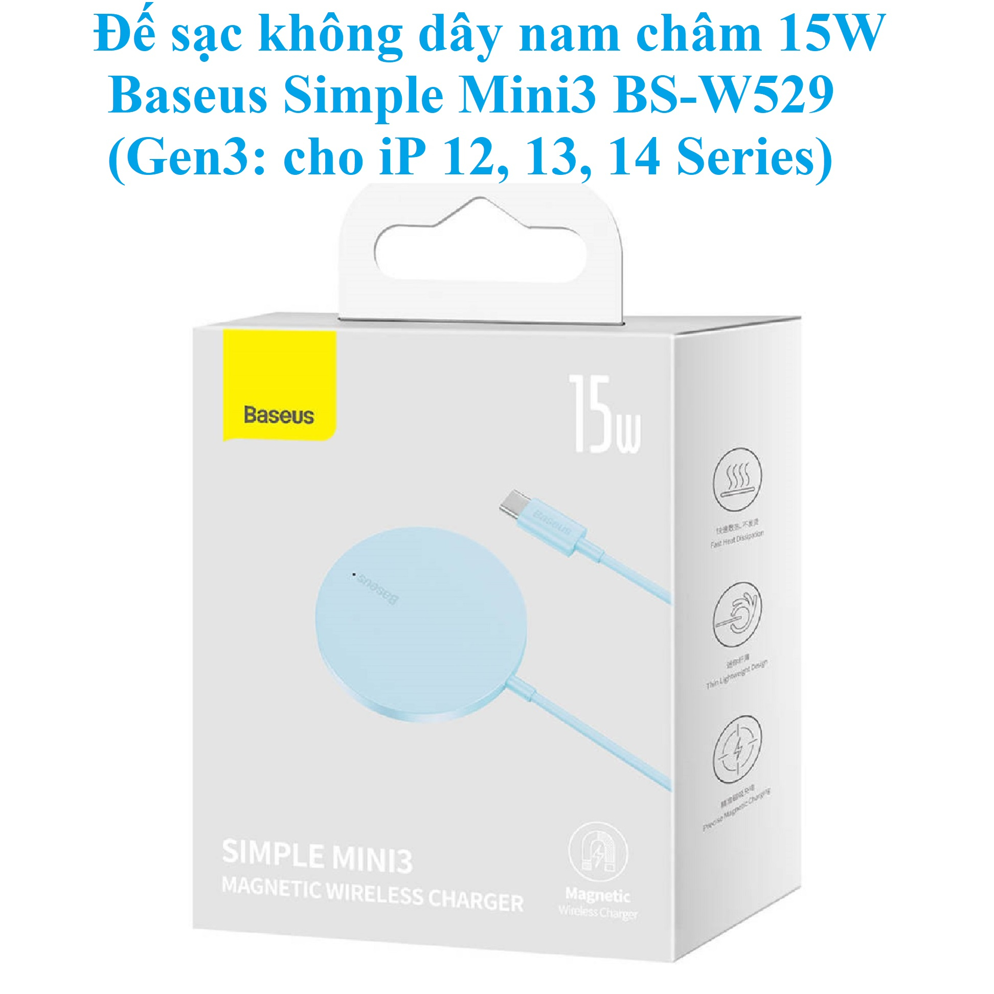 Đế sạc không dây nam châm 15W cổng Type_C Baseus Simple Mini3 BS-W529 (Gen 3) | Shopee Việt Nam