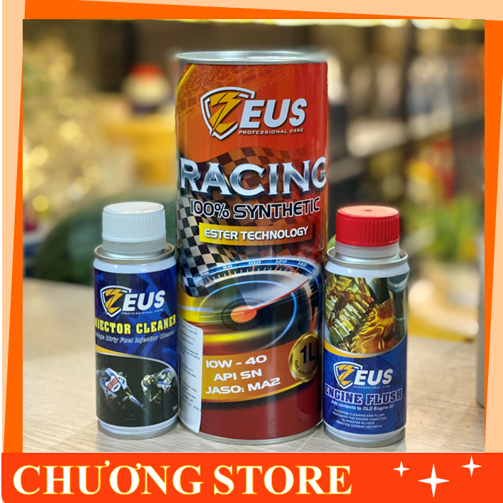Nhớt ZEUS RACING 10W40 (TẶNG SÚC ĐỘNG CƠ & SÚC KIM PHUN) 100% Synthetic ...