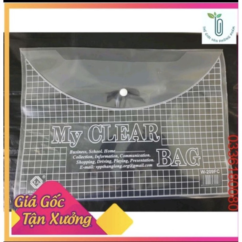[5-10c] Túi khuy khổ F đựng tài liệu giấy tờ túi clear | Shopee Việt Nam