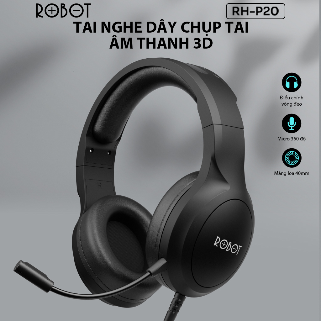 Tai Nghe Chụp Tai ROBOT RH-P20 Âm Thanh 3D Hỗ Trợ Kết Nối Cổng AUX ...
