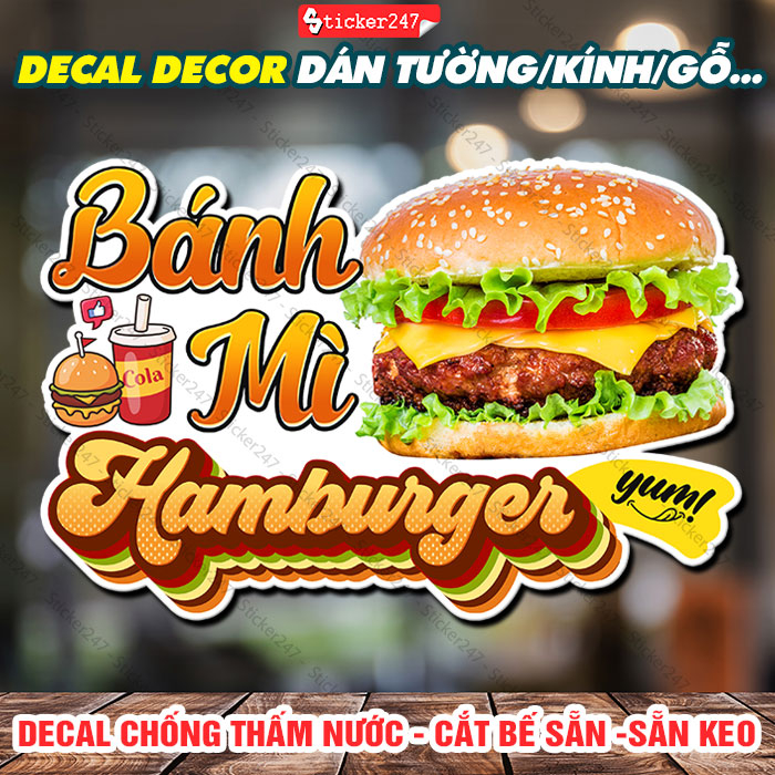 Sticker Bánh Mì Hamburger 🍓 Hình Dán Decor Trang Trí Quán Ăn - Decal ...