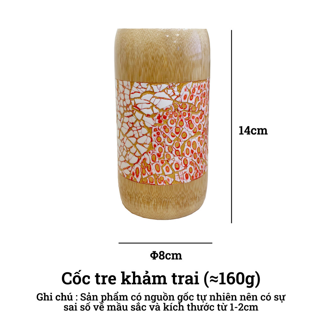 Cốc tre khảm trai STAY ECO, hũ tre làm quà tặng, đựng bút, ống đựng đũa ...