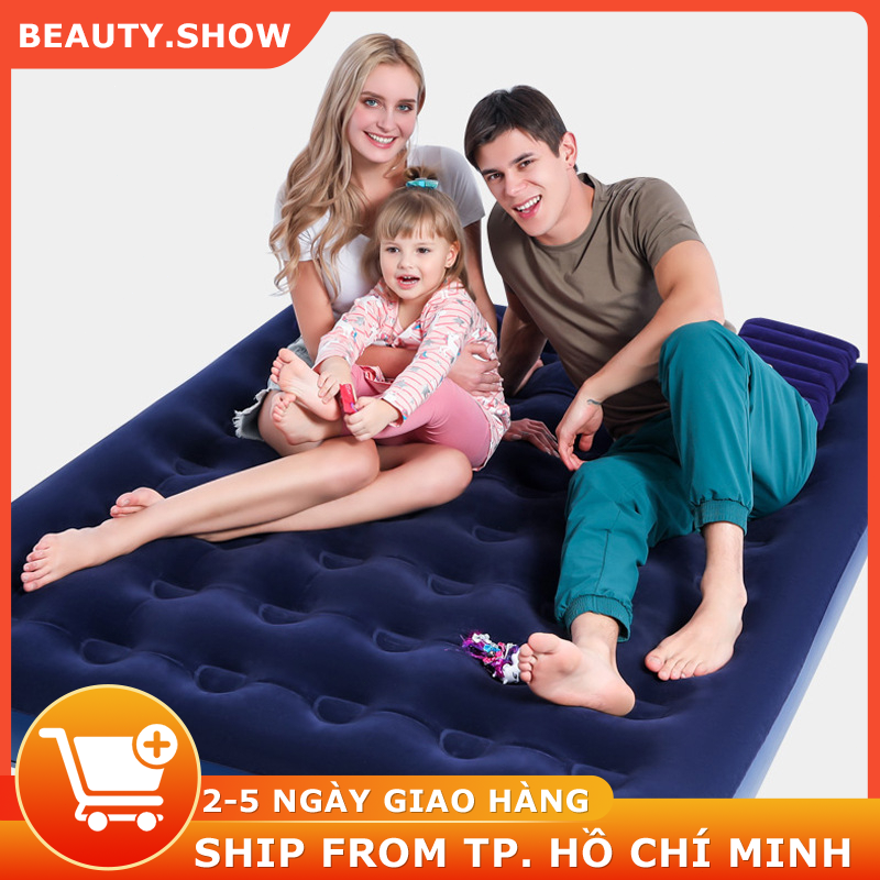 Nệm hơi du lịch, đệm hơi cao cấp KT 1.9m x 1,37cm x 22cm (tặng kèm bơm điện ), nệm văn phòng gấp ...