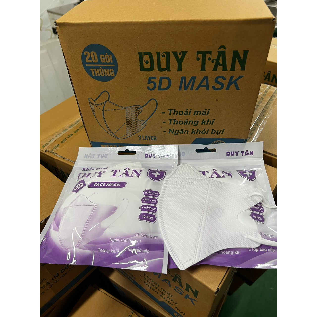 thùng 200 cái ( 20 túi) khẩu trang 5D DUY TÂN mask siêu đẹp ,siêu nhẹ ...