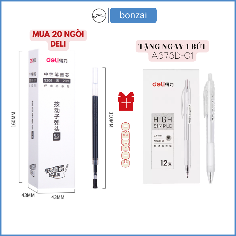 COMBO 20 Ngòi Deli S206 Tặng Ngay 1 Bút A057B-01 | Shopee Việt Nam