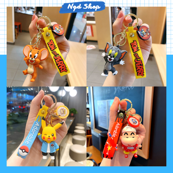 Combo 4 móc khóa Mèo, Chuột, Shin, Pikachu | Shopee Việt Nam
