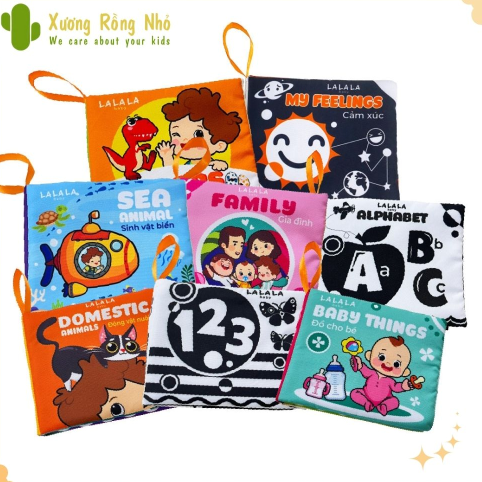 Sách vải Lalala baby cho bé, 8 mặt sột soạt 12x11cm, đồ chơi giáo dục ...