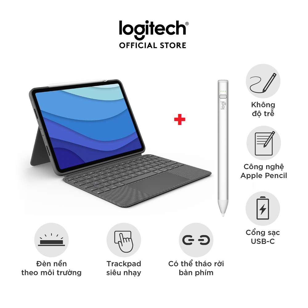 Bao da kèm bàn phím Logitech Combo Touch dành cho iPad Pro 11 inch | 12 ...