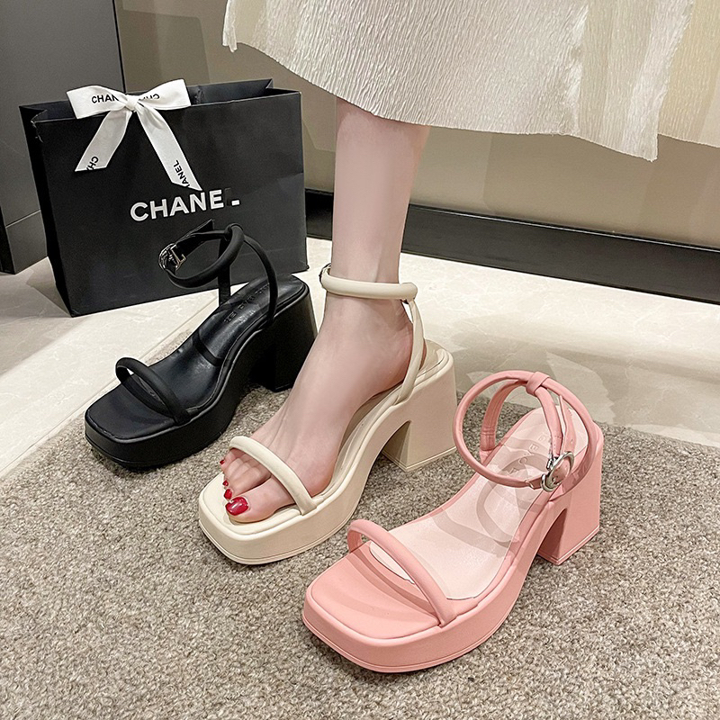 Giày sandan pu đế 9cm (Pu quai ống) hót phong cách đơn giản thanh lịch ...