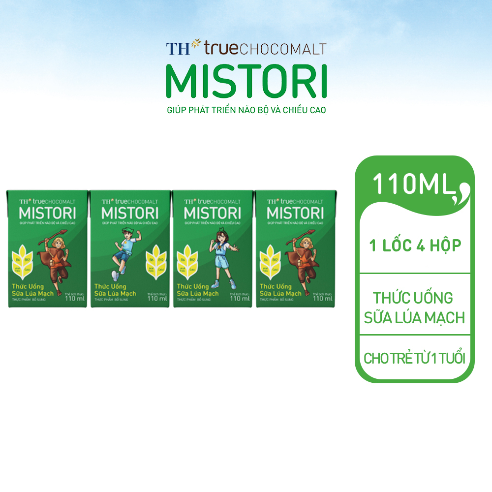 Lốc 4 hộp thức uống Sữa lúa mạch TH True Chocomalt Mistori 110ml ...