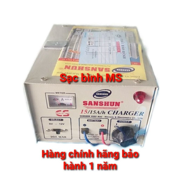 MÁY SẠC BÌNH ẮC QUY CHÍNH HÃNG SHANSHUN 15/15A/h, 6V - 12V DÙNG CHO BÌNH 80AMPE TRỞ XUỐNG ...