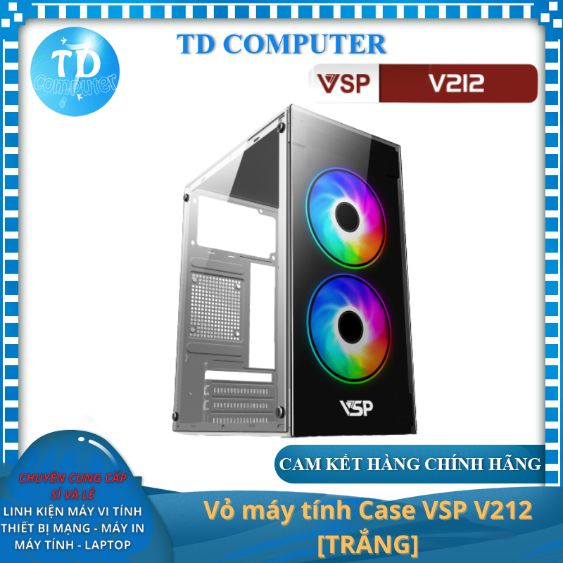 Vỏ máy tính Case VSP V212 [TRẮNG] (Mini-ATX/M-ATX/ITX) Mica trong suốt (Kèm FAN)- Hàng chính ...