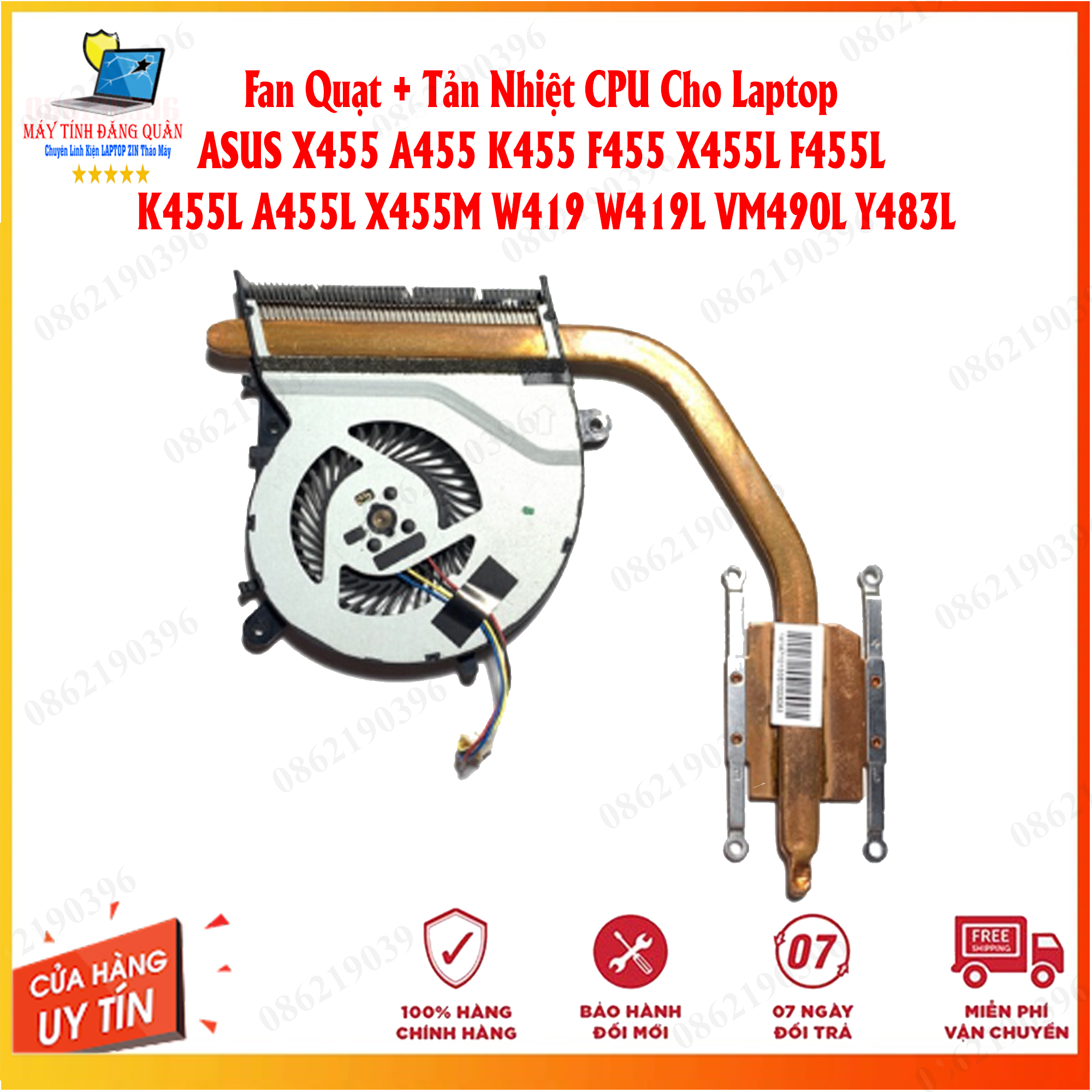 Fan Quạt + Tản Nhiệt CPU Cho Laptop Asus X455 A455 K455 F455 X455L F455L K455L A455L X455M W419 ...