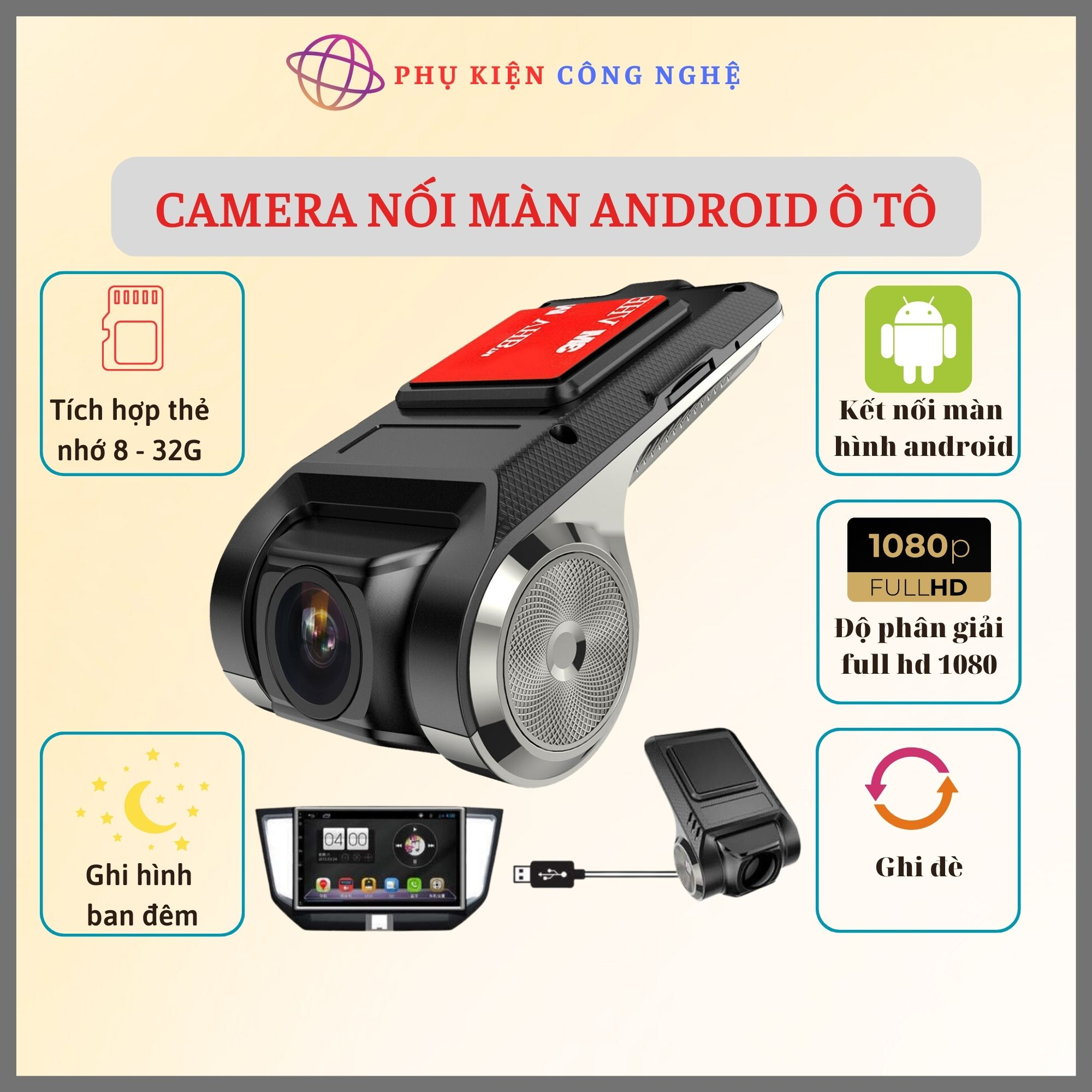 [BH 12 THÁNG] Camera hành trình kết nối màn hình android ô tô full HD ...