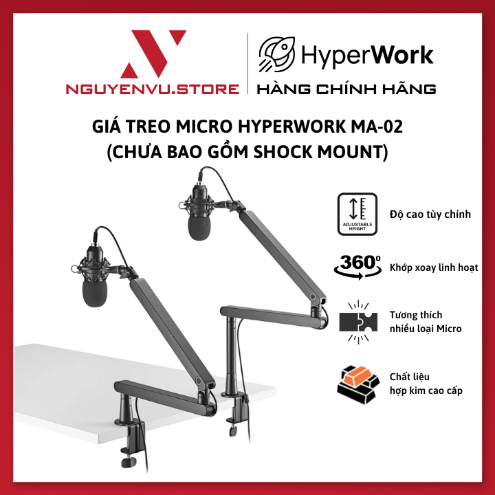 Giá treo Micro HyperWork MA-02 (MA02) - Hợp kim chịu lực cao cấp, hỗ ...