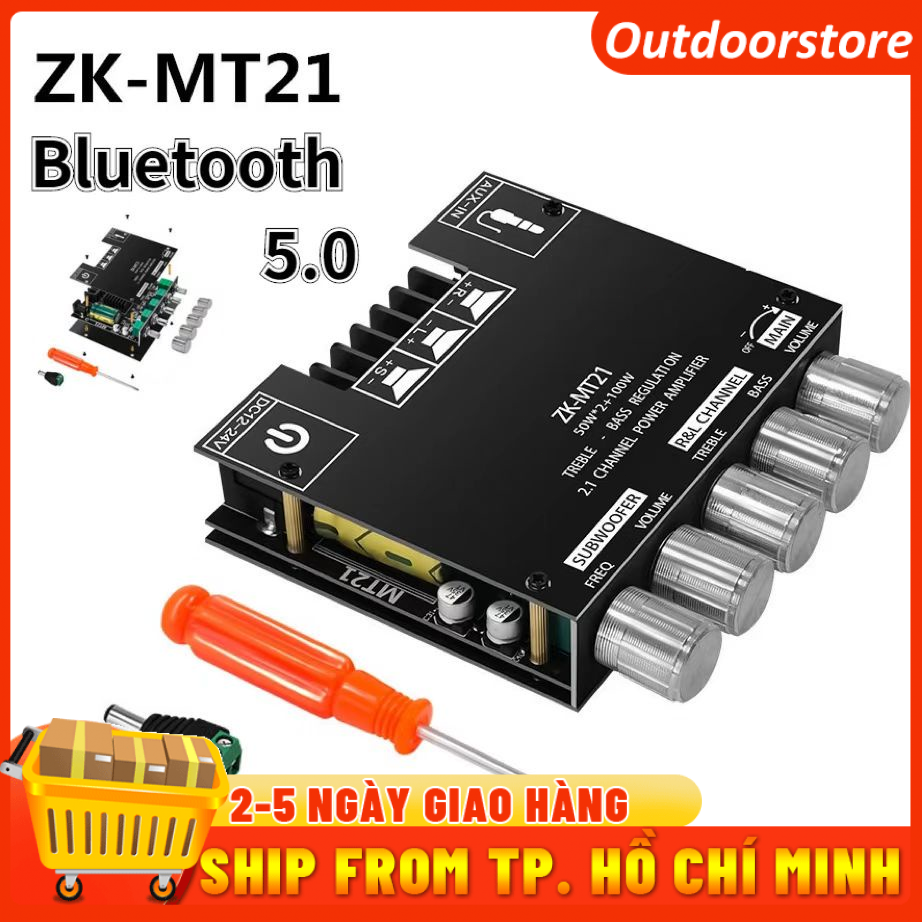 【Việt Nam gửi】Monqiqi ZK-MT21 Bộ khuếch đại loa siêu trầm 2.1 Kênh Bluetooth 5.0 50WX2 Công suất ...