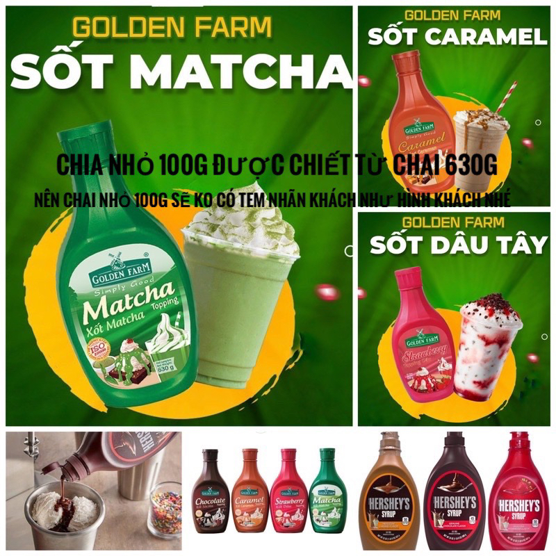 Sốt Topping Vị Matcha Caramel Chocolate Dâu Tây Golden Farm Hershey ...