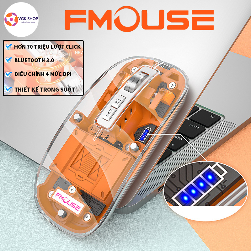 Chuột Máy Tính Không Dây Trong Suốt M133 FMOUSE 2.4G Bluetooth, 2400 ...