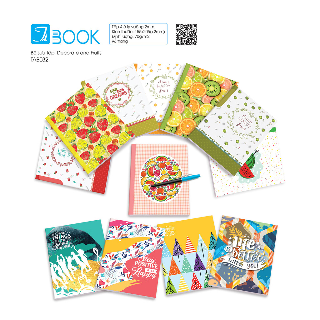 [HCM]20 cuốn Tập học sinh Decorative and Fruit hiệu Tabook, 96 trang ...
