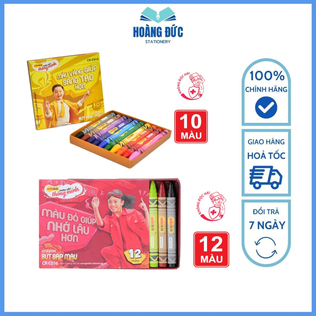 Bút sáp màu Thiên Long CR-C015 (10 màu) - CR-C016 (12 màu) - Hoàng Đức | Shopee Việt Nam
