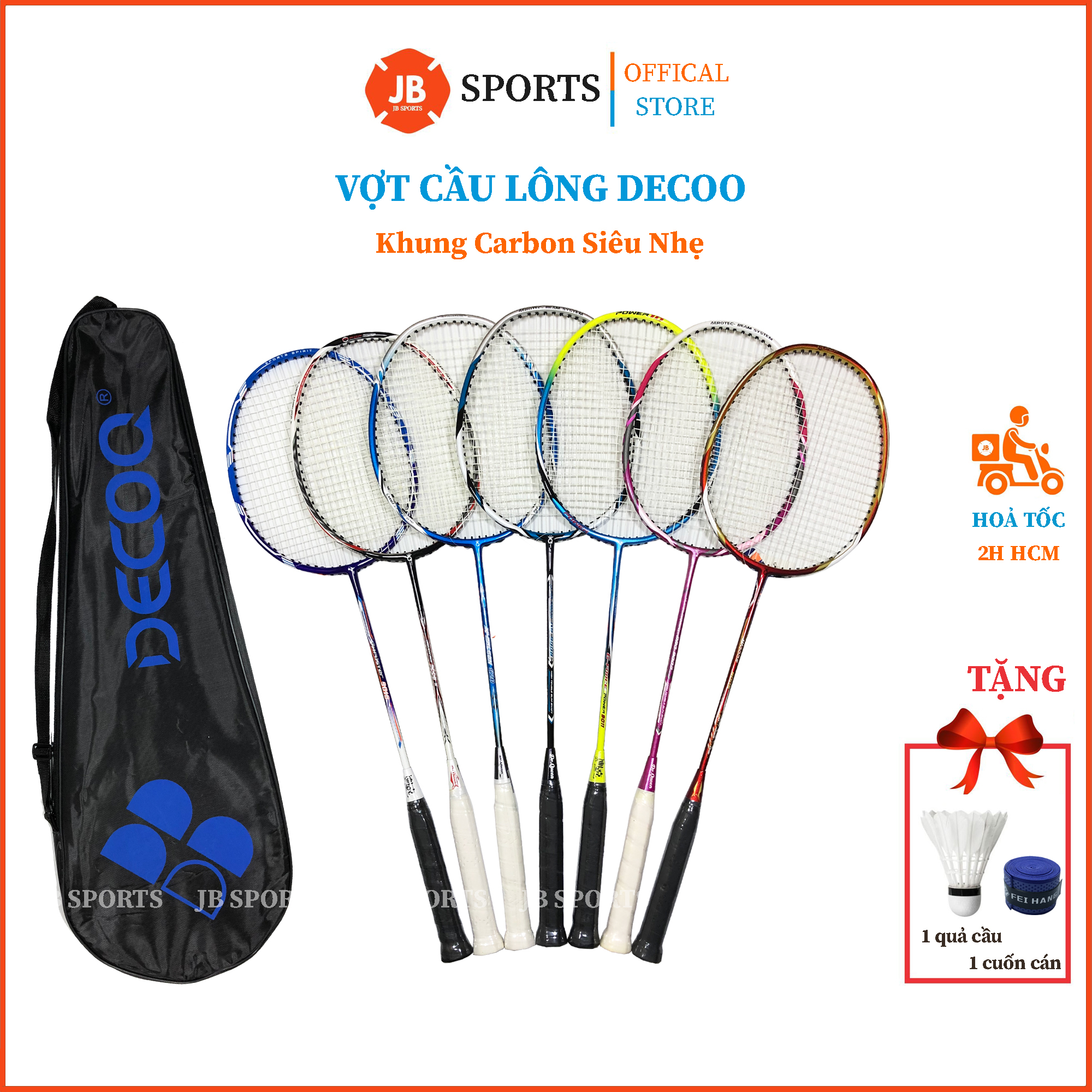 Bộ Vợt Cầu Lông Đơn Khung CARBON Chính Hãng DECOO, Lưới Đan Sẵn Từ Nhà ...