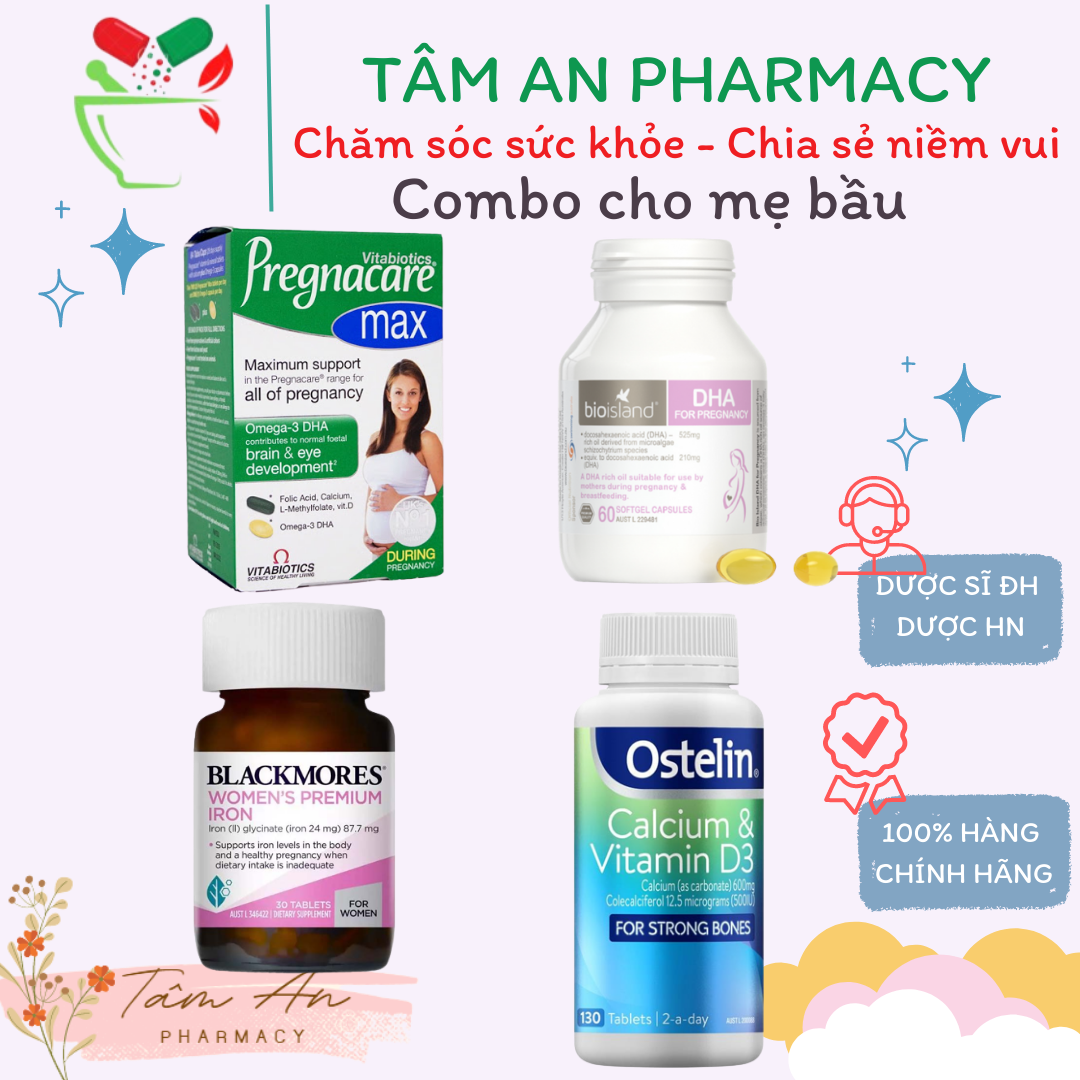 Combo cho mẹ bầu (Vitamin tổng hợp Pregnacare Max,DHA bầu Bio Island ...