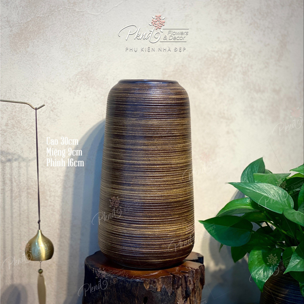 Bình bông cắm hoa gốm sứ Bát Tràng vân ganh nổi men lì nổi trang trí ...