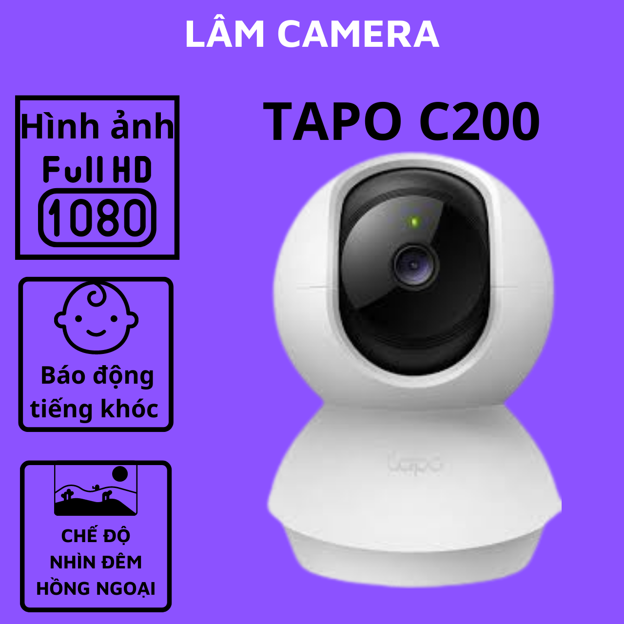 Camera wifi TP-Link Tapo C200 Full HD 1080P Xoay 360 độ Đàm Thoại 2 ...