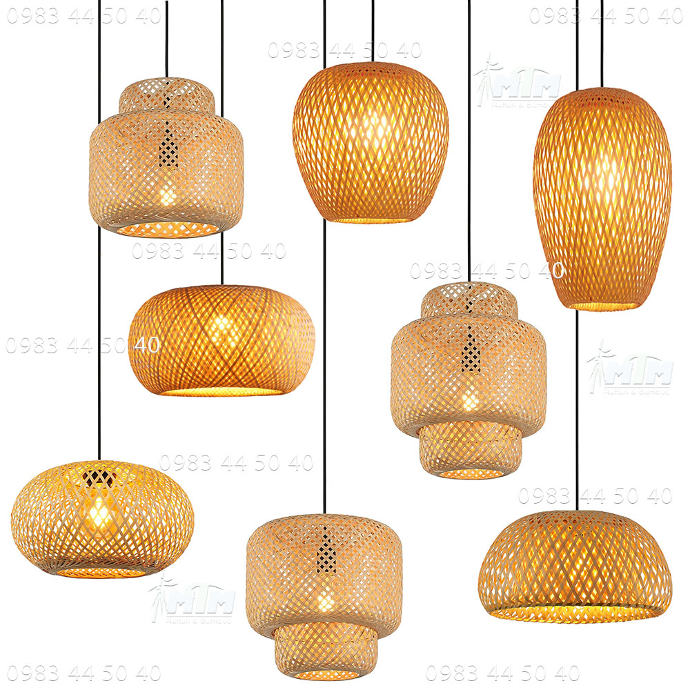 Đèn tre 1 lớp, 2 lớp - Đèn mây tre, Lồng đèn trang trí, Đèn treo thả ...