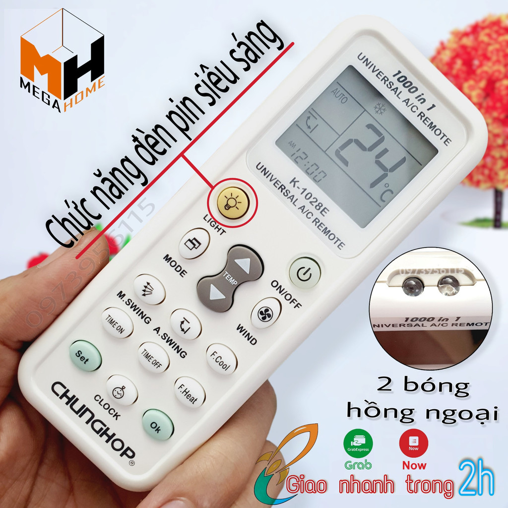 Điều khiển điều hòa đa năng CHUNGHOP K-1028E, Remote máy lạnh đa năng ...