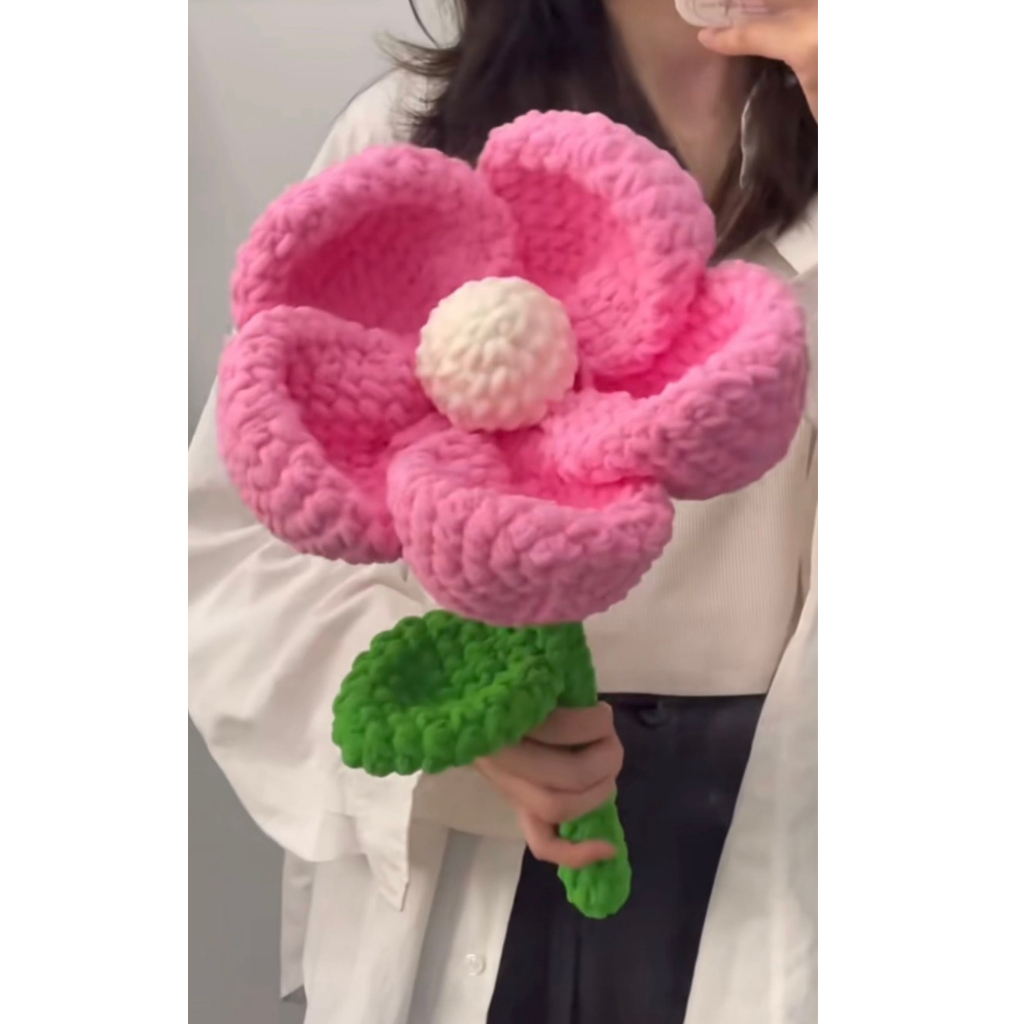Hoa len móc hanmade, khổng lồ, hoa giả, len nhung đũa Crochet by Hy ...