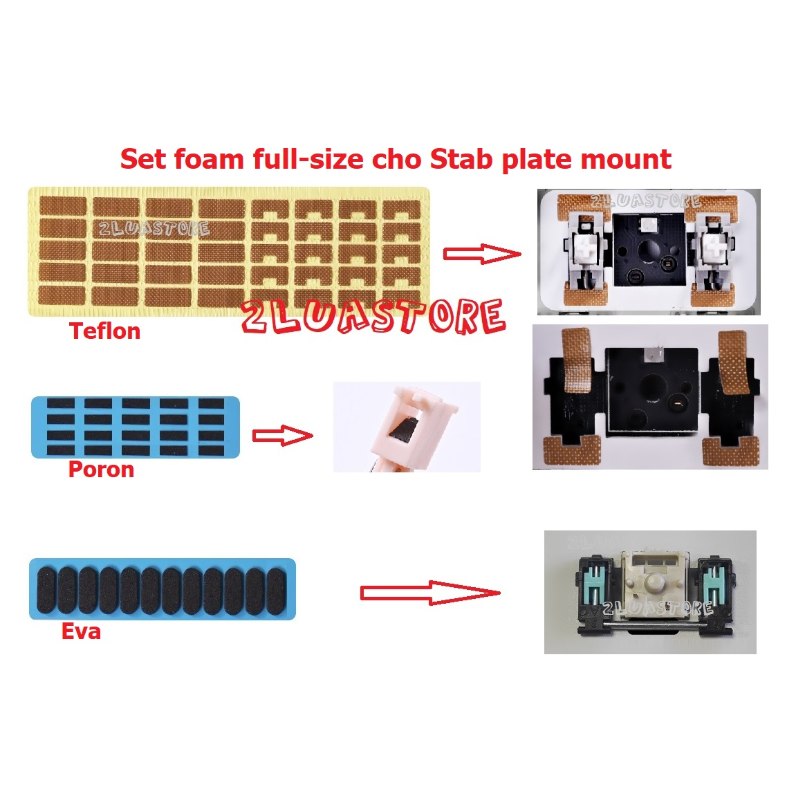 Bộ Stab Foam Poron cho Stab Stabilizer bàn phím cơ Foam holee Foam Stab ...