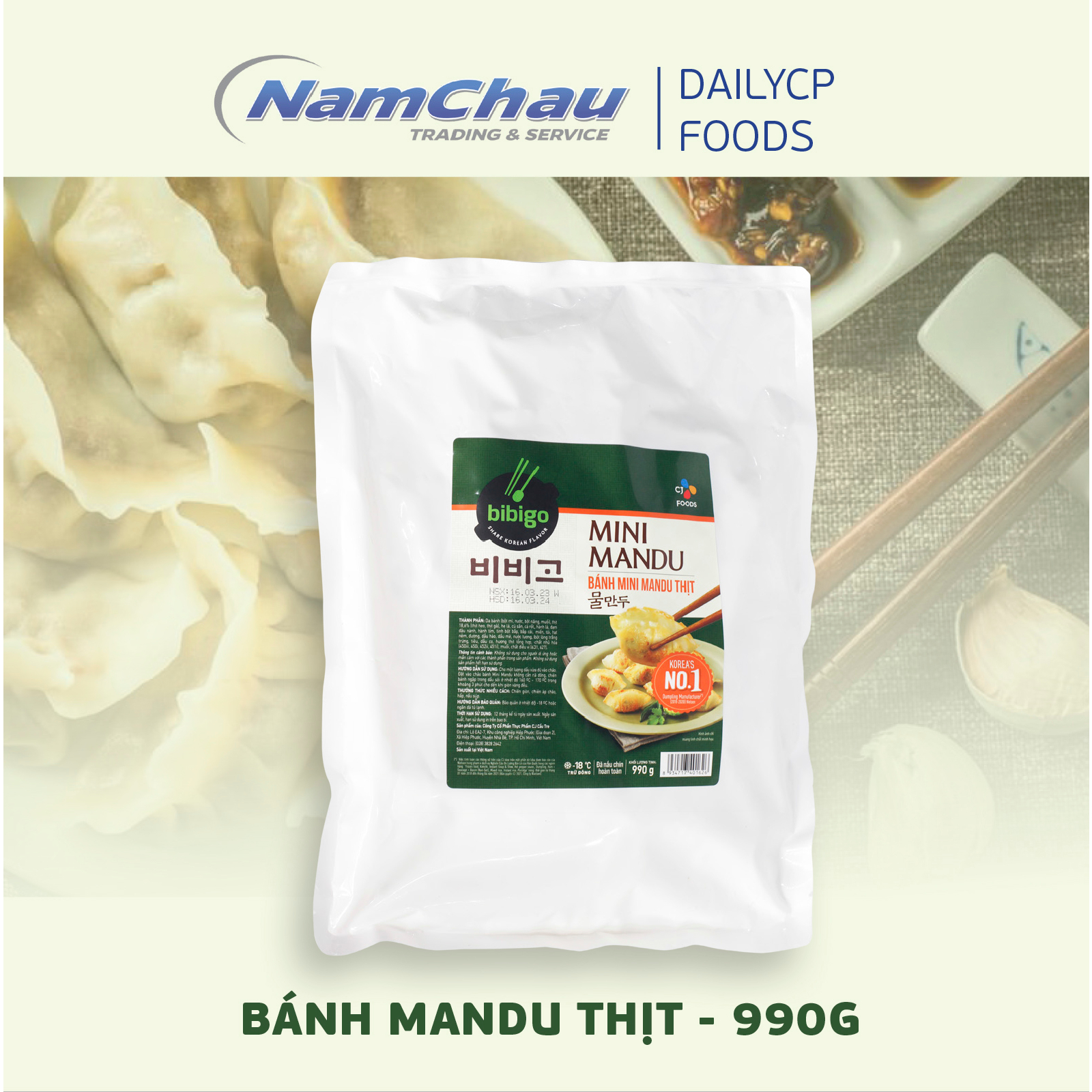 Bánh xếp Mandu mini thịt CJ Food Bibigo 990gr [HN giao hoả tốc ...